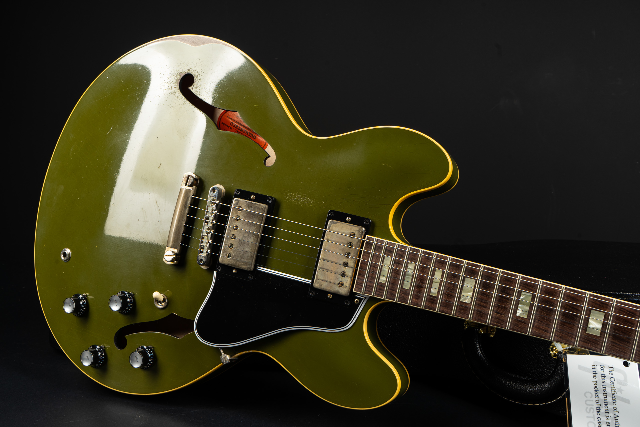Gibson 1964 ES-335 Murphy Lab light Aged – Olive Drab Green – GuitarPoint