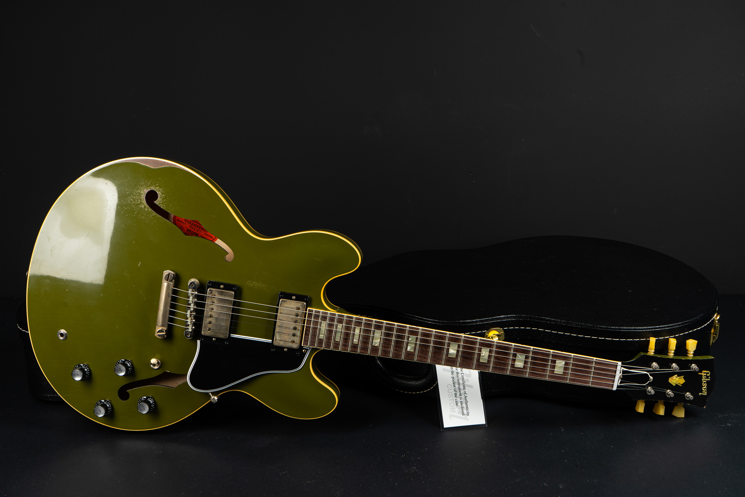Gibson 1964 ES-335 Murphy Lab light Aged – Olive Drab Green – GuitarPoint